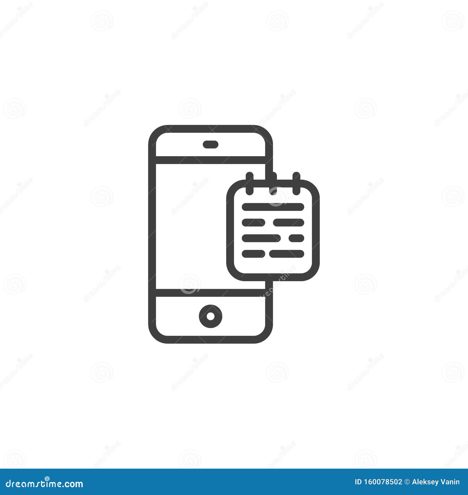 Mobile notes line icon stock vector. Illustration of sign - 160078502