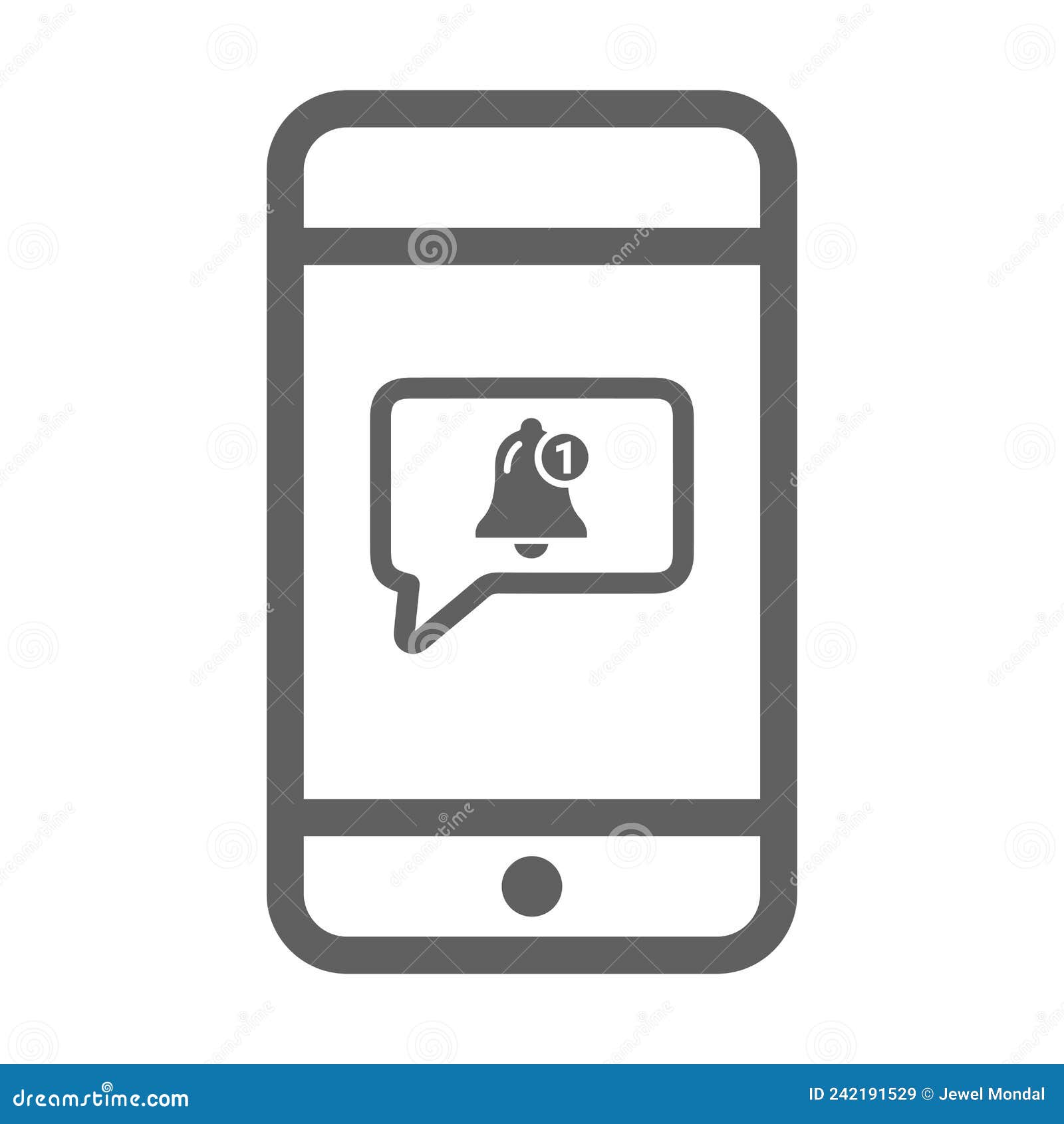 Mobile, Notification, Alert, Bell Icon. Gray Vector Design Stock Vector ...