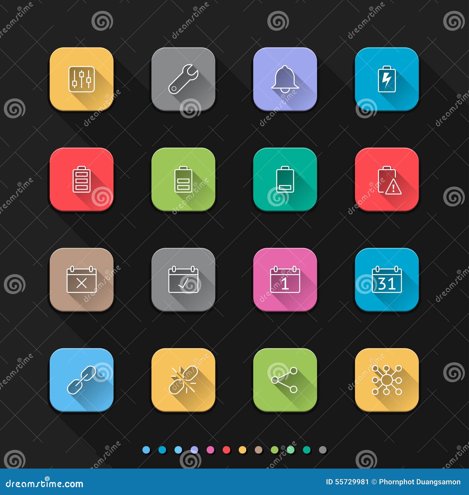 Mobile Notification Flat Style Icons Set - Vector Illustration for Web ...