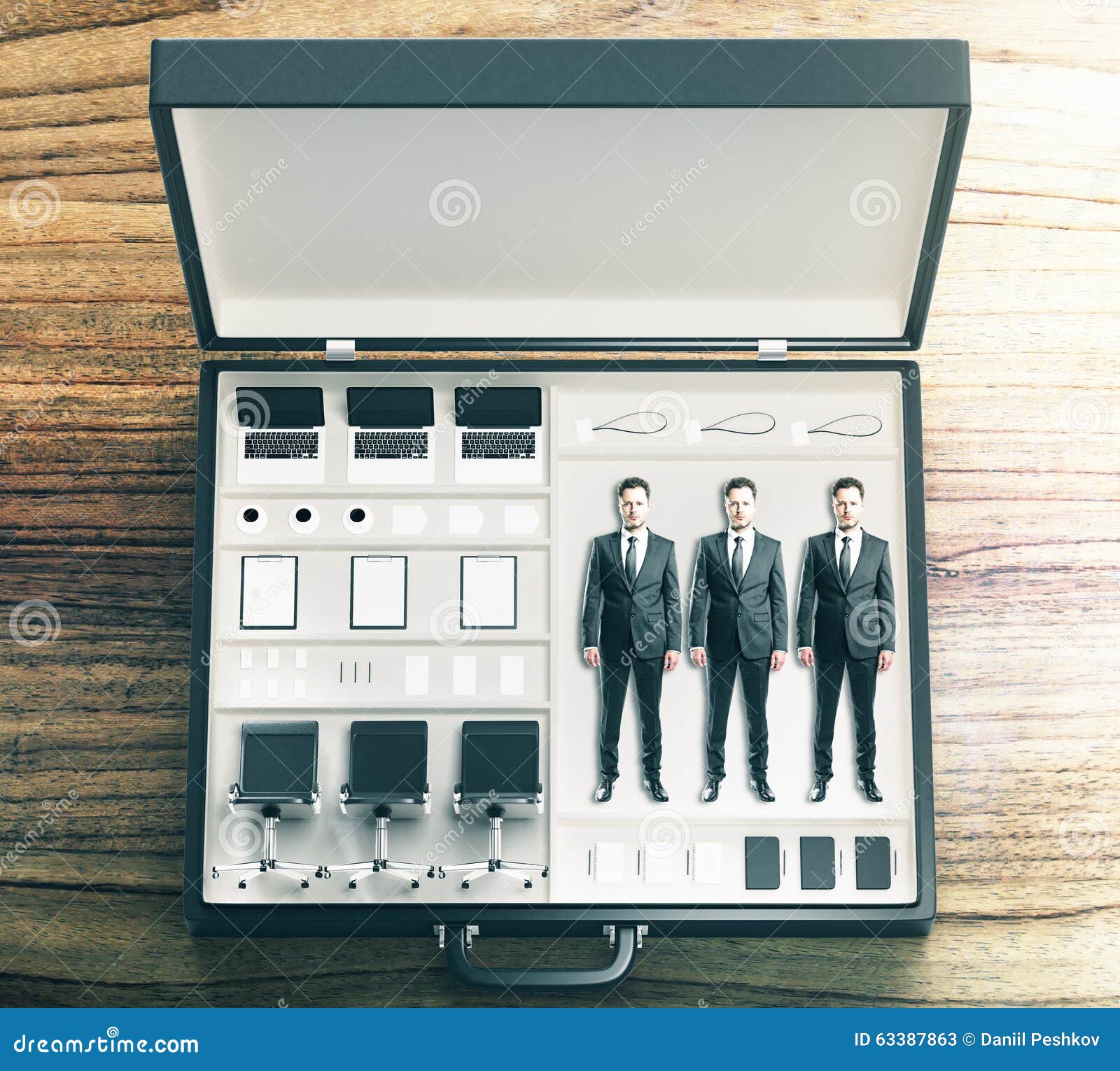 Mobile Office Tools Kit Concept in Suitcase Stock Image - Image of flat ...