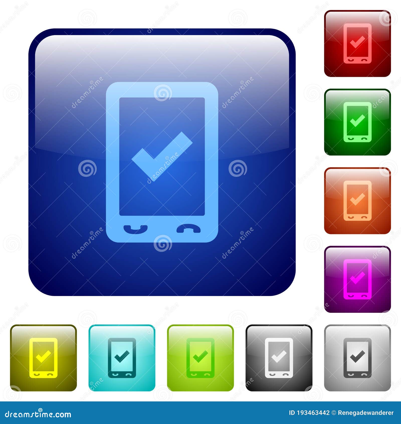 Mobile Ok Color Square Buttons Stock Vector - Illustration of dialog ...
