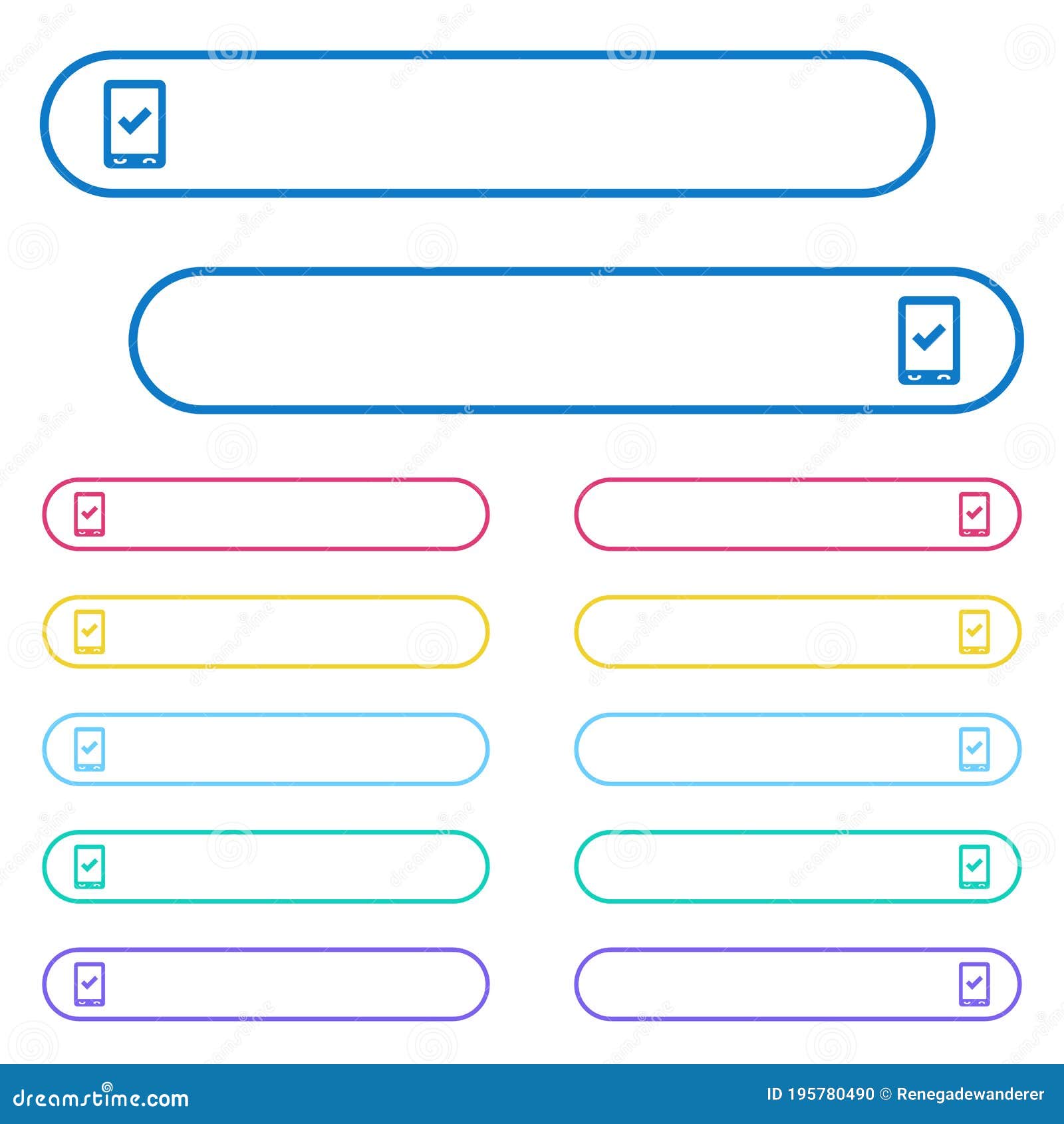 Mobile Ok Icons In Rounded Color Menu Buttons Stock Vector