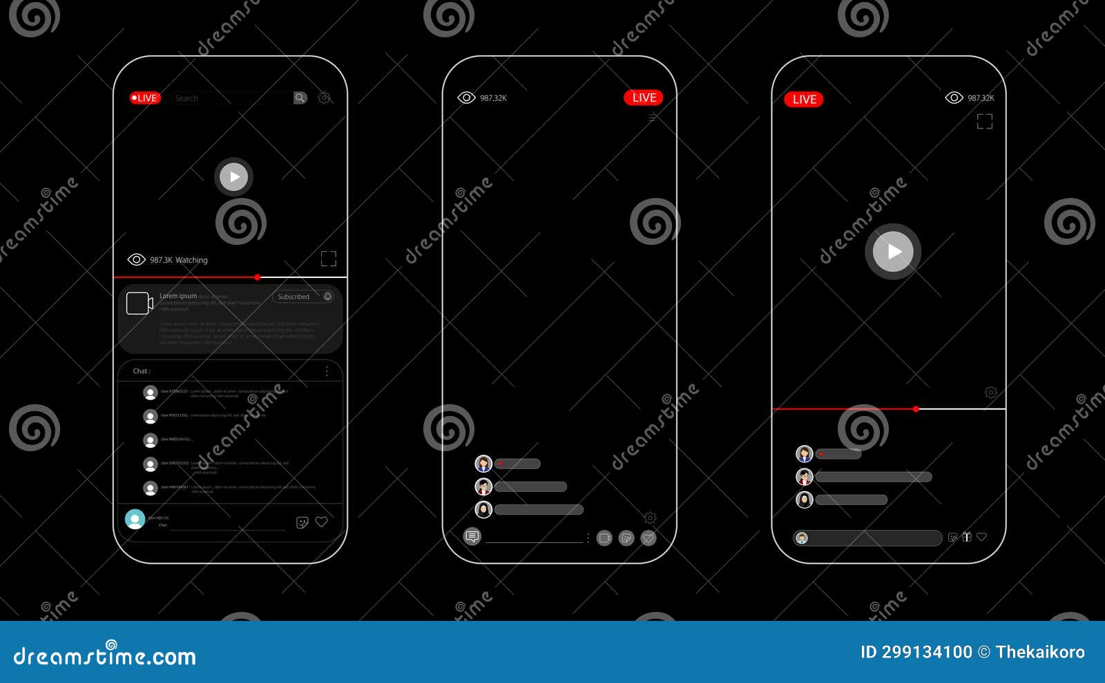 Mobile Online Live Streaming App Design Element Template 001 Stock ...