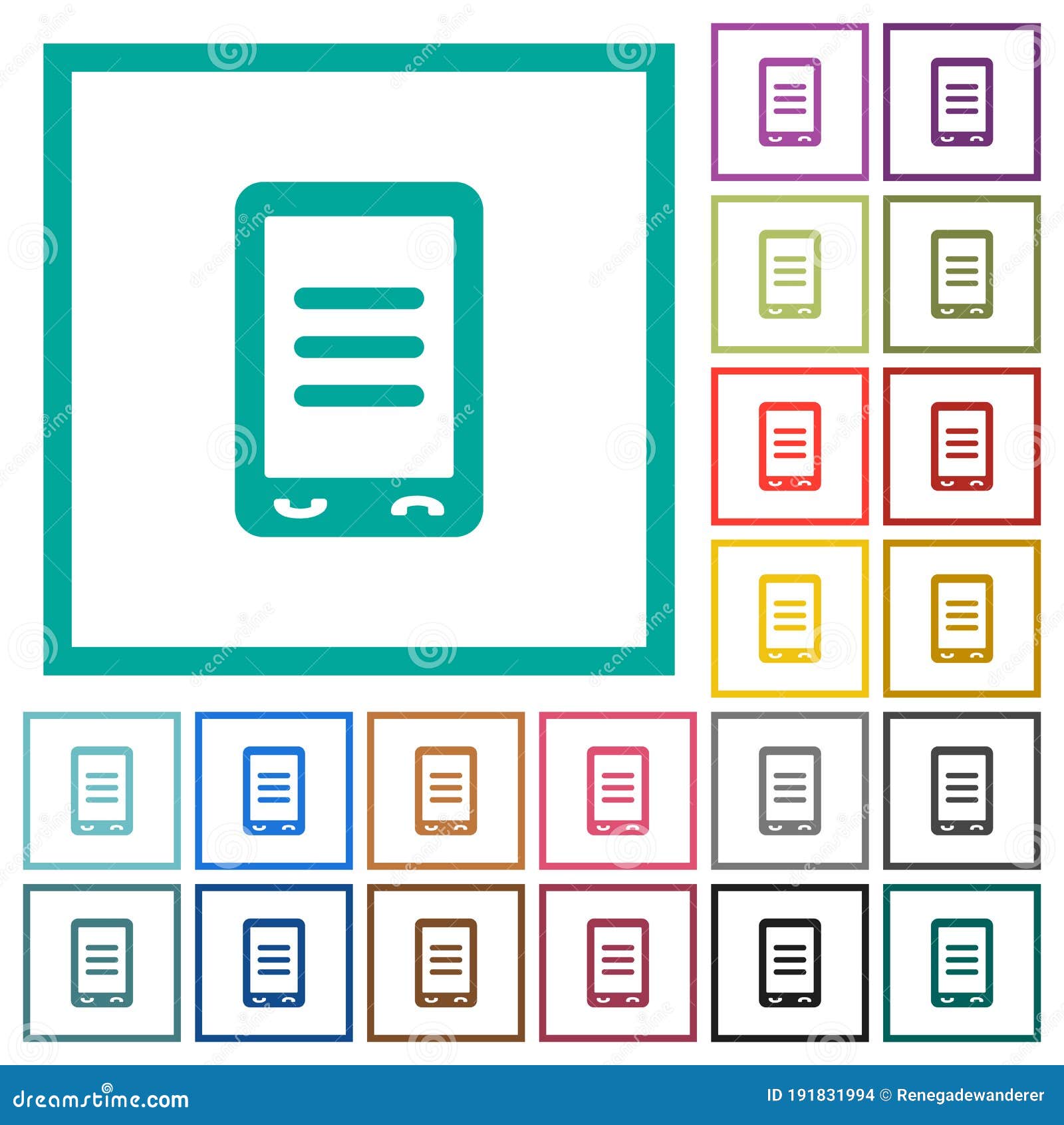 Mobile Options Flat Color Icons with Quadrant Frames Stock Vector ...