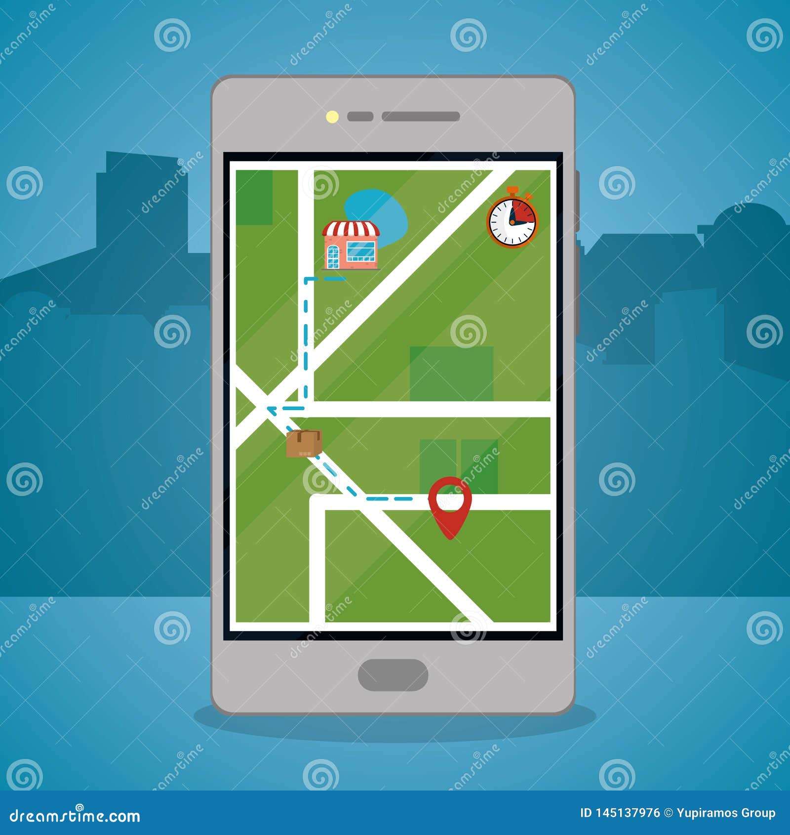 Mobile order delivery stock vector. Illustration of courier - 145137976