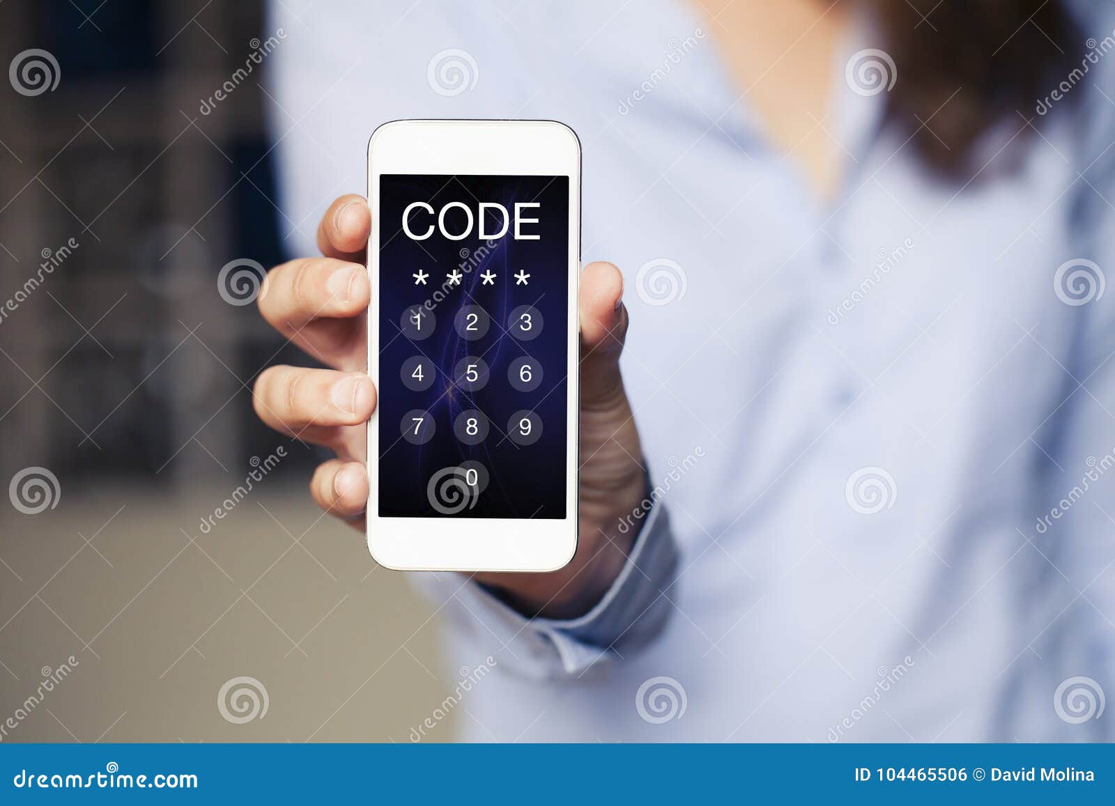 Mobile Passcode in a Phone Screen while Woman Holds it in the Hand ...