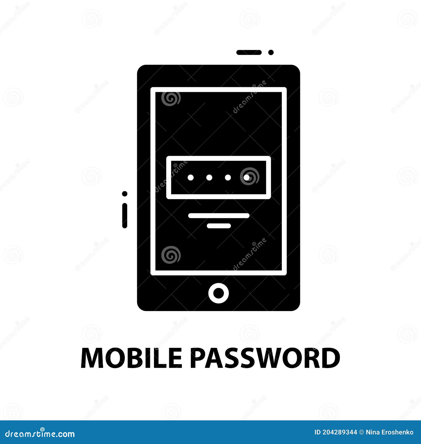 Mobile Password Icon, Black Vector Sign with Editable Strokes, Concept ...