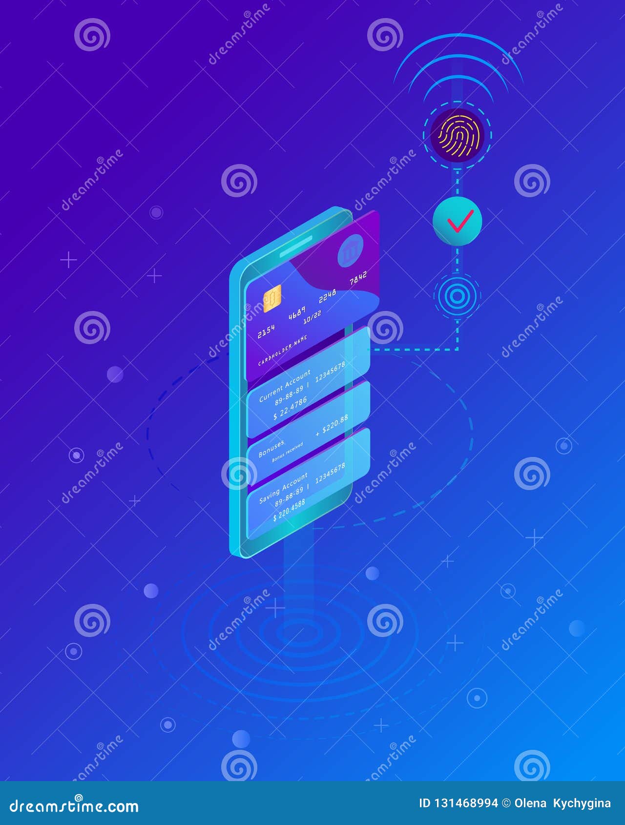 Fingerprint Payment Vector Website Template. Mobile Contactless Cards ...