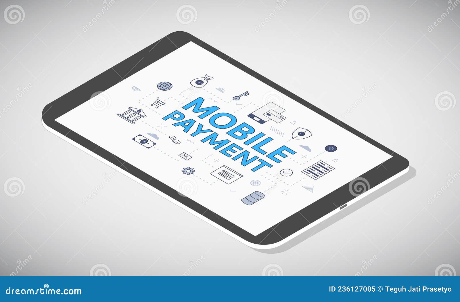 Mobile Payment Concept on Tablet Screen with Isometric 3d Style Stock ...