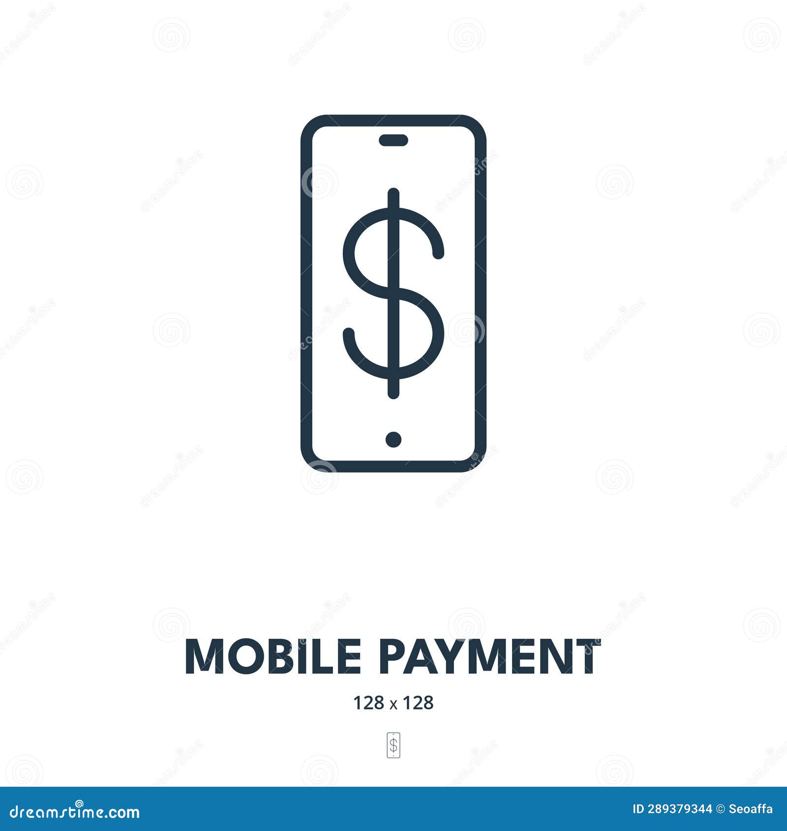 Mobile Payment Icon. Smartphone, Buy, Purchase. Editable Stroke. Vector ...
