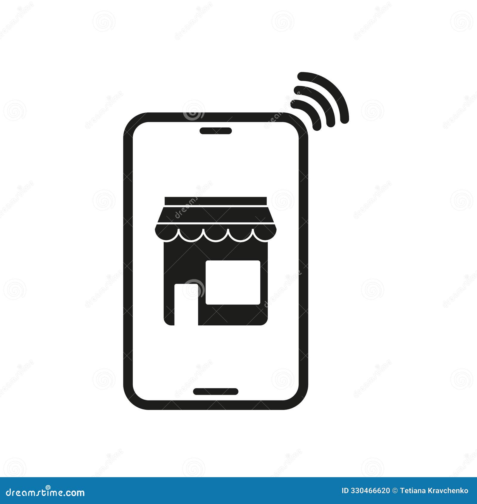 Mobile Payment Icon. Smartphone with Store. Wireless Transaction Symbol ...