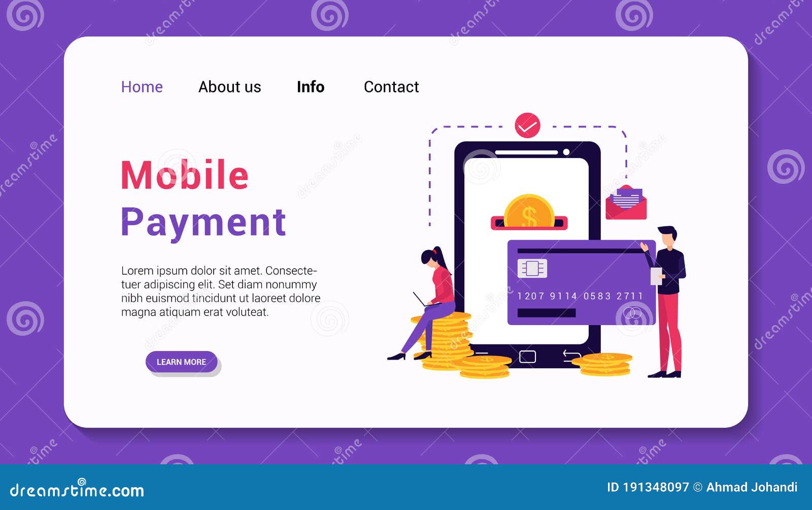 Mobile Payment Landing Page Template Graphic Design Illustration Stock ...
