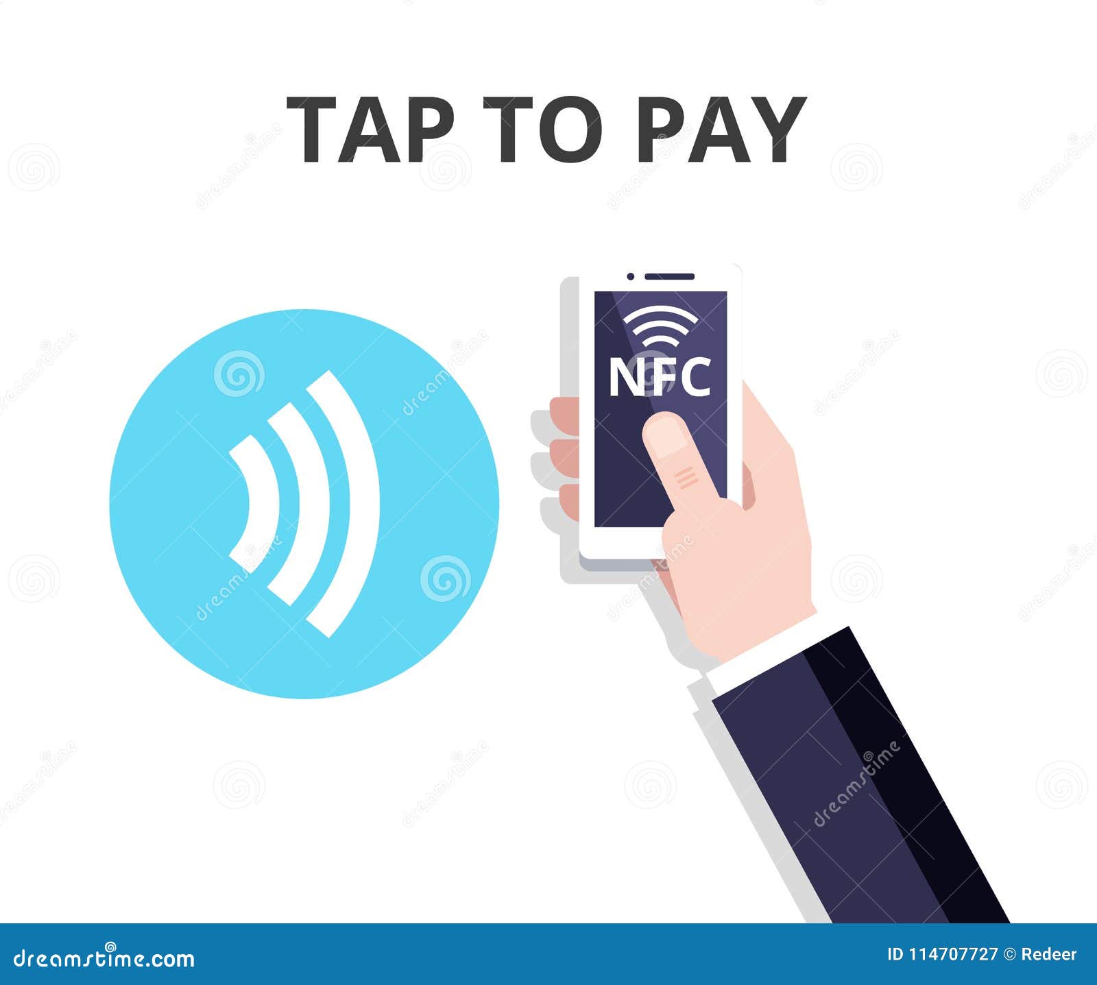 Contactless Payment Vector Flat Icon. Mobile Payment with NFC ...