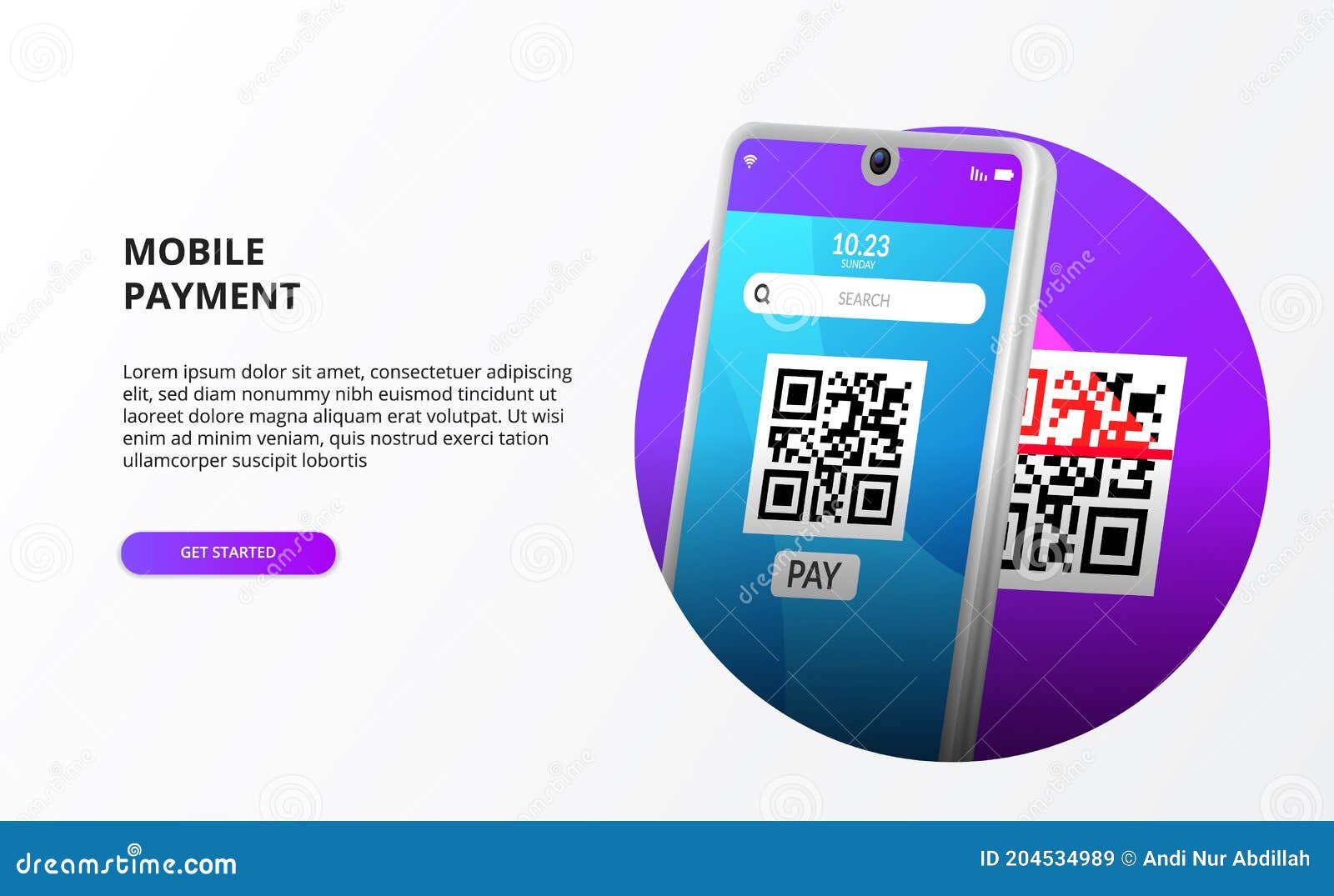 Mobile Payment with Scan Qr Code for Cashless Society with 3d Phone ...