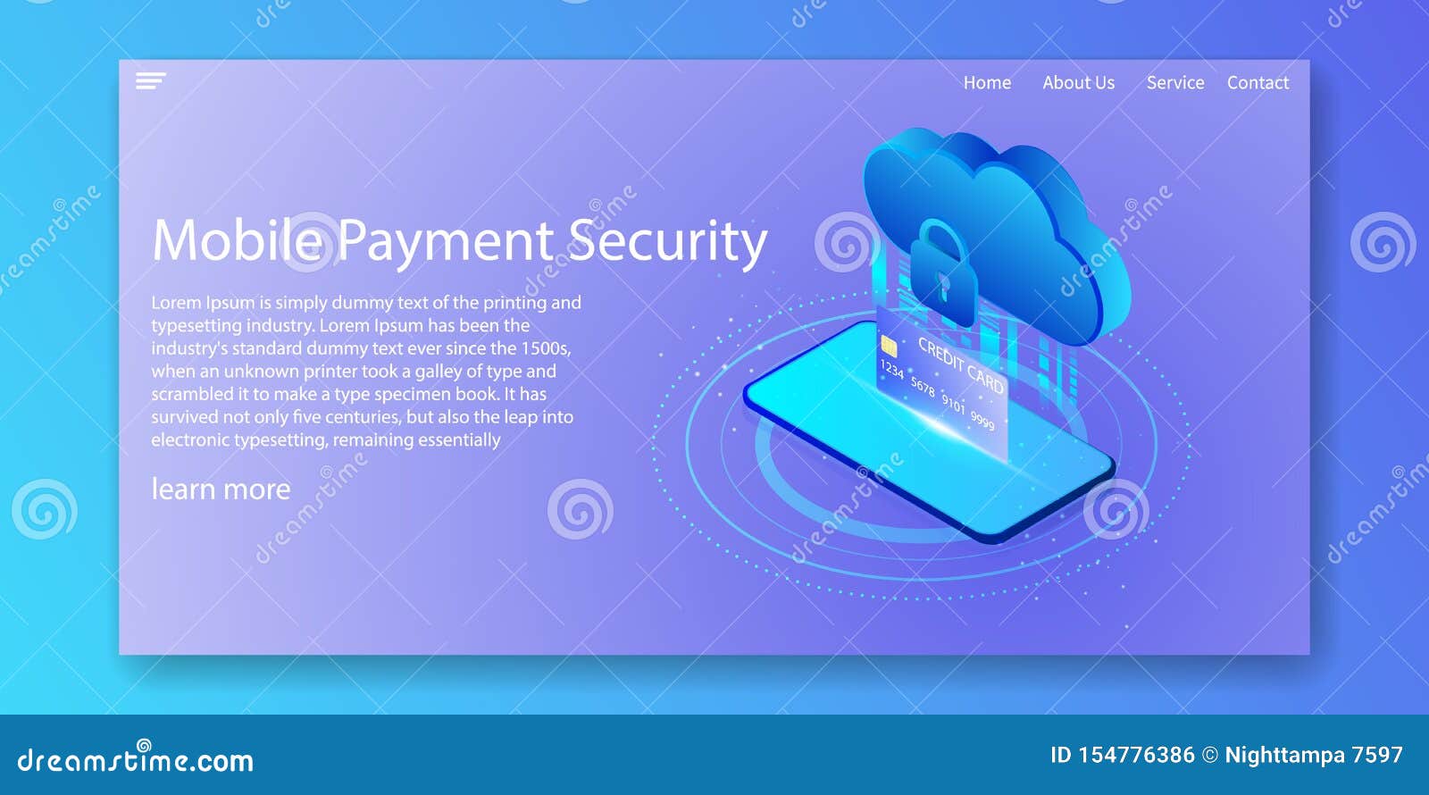 Mobile Payment Security Isometric Concept. Cloud Data Encryption ...