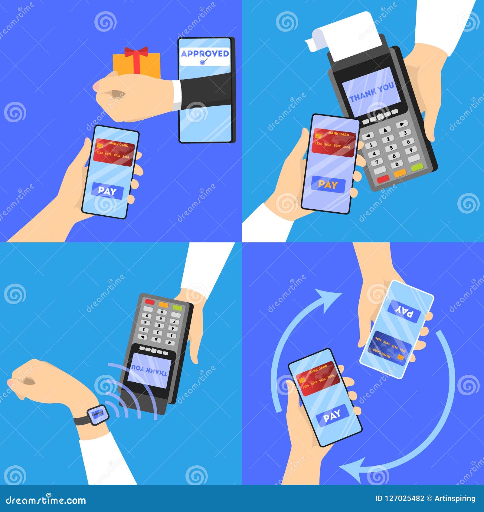 Mobile Payment Set. Collection of Digital Transaction Stock Vector ...