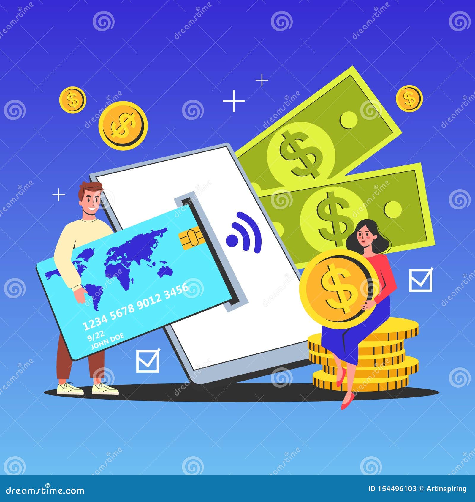 Mobile Payment Set. a Digital Money Transaction Stock Vector ...