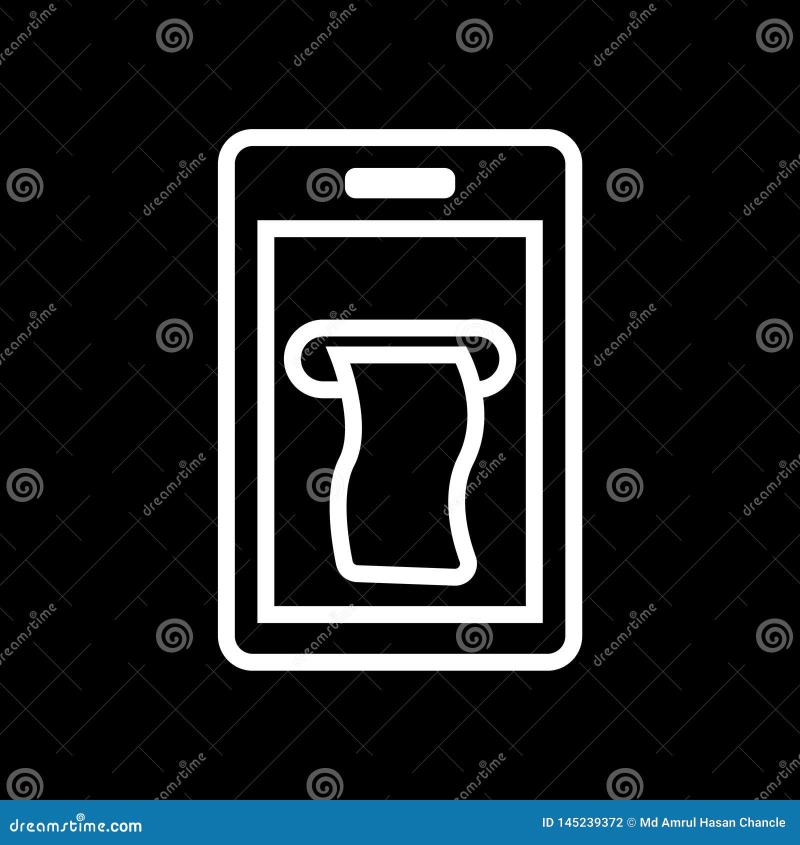 Mobile Payment- White Linear Mobile Payment Vector Illustration Symbol Icon Stock Illustration ...