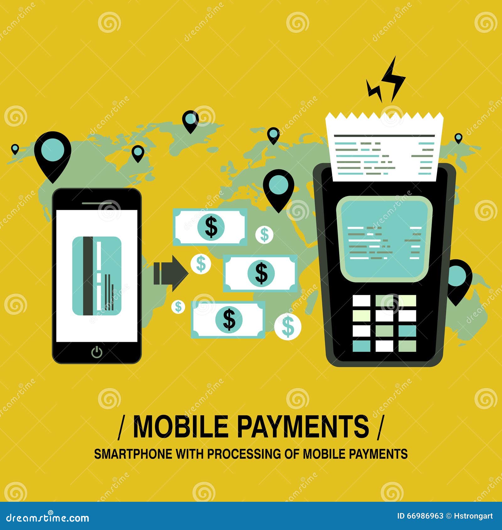 Mobile payments concept stock vector. Illustration of device - 66986963