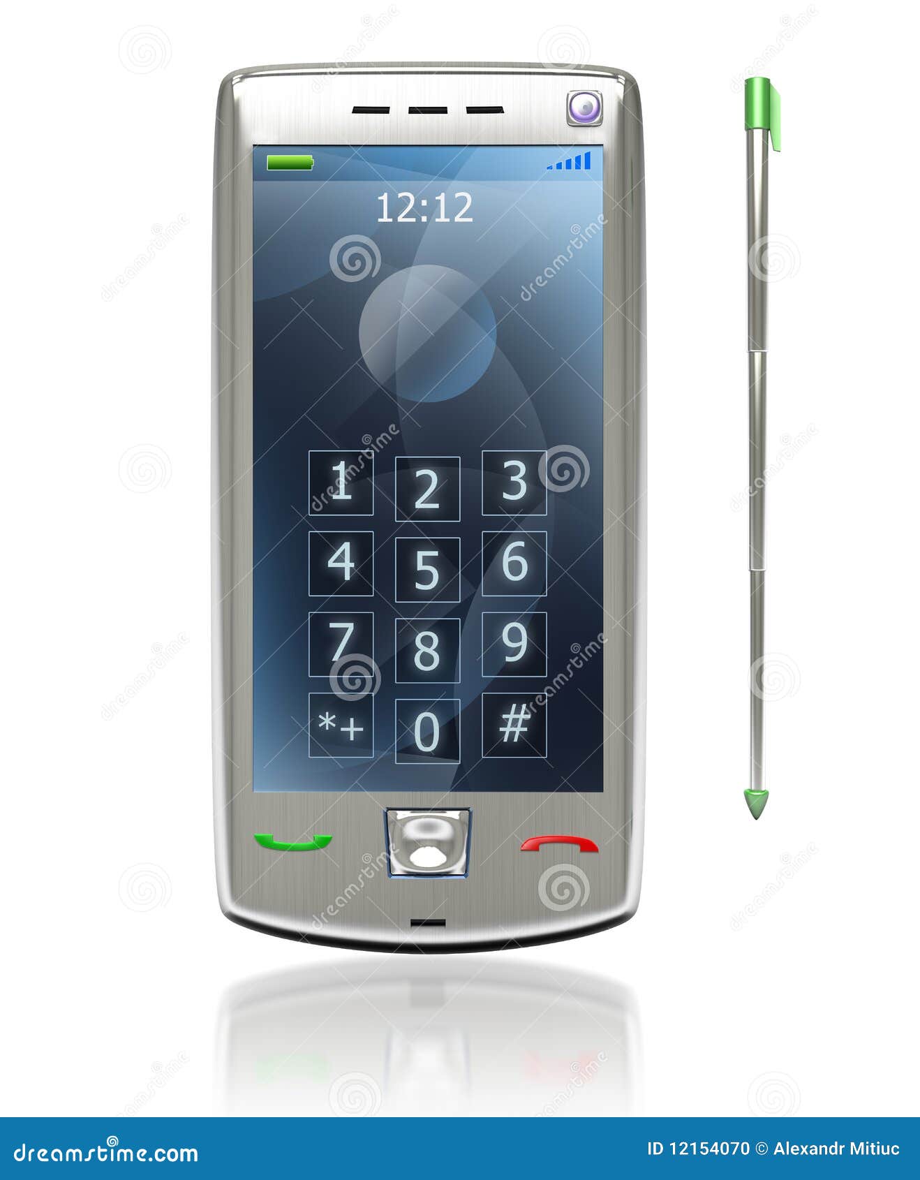 Mobile Pda 3G Phone with Stylus Isolated on White Stock Illustration ...