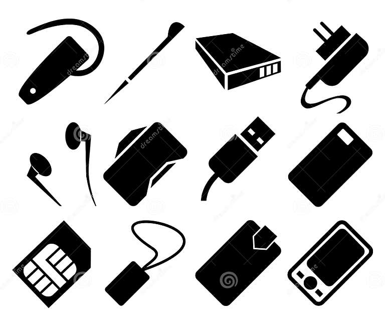 Mobile Phone Accessories Icon Set Stock Vector - Illustration of data ...