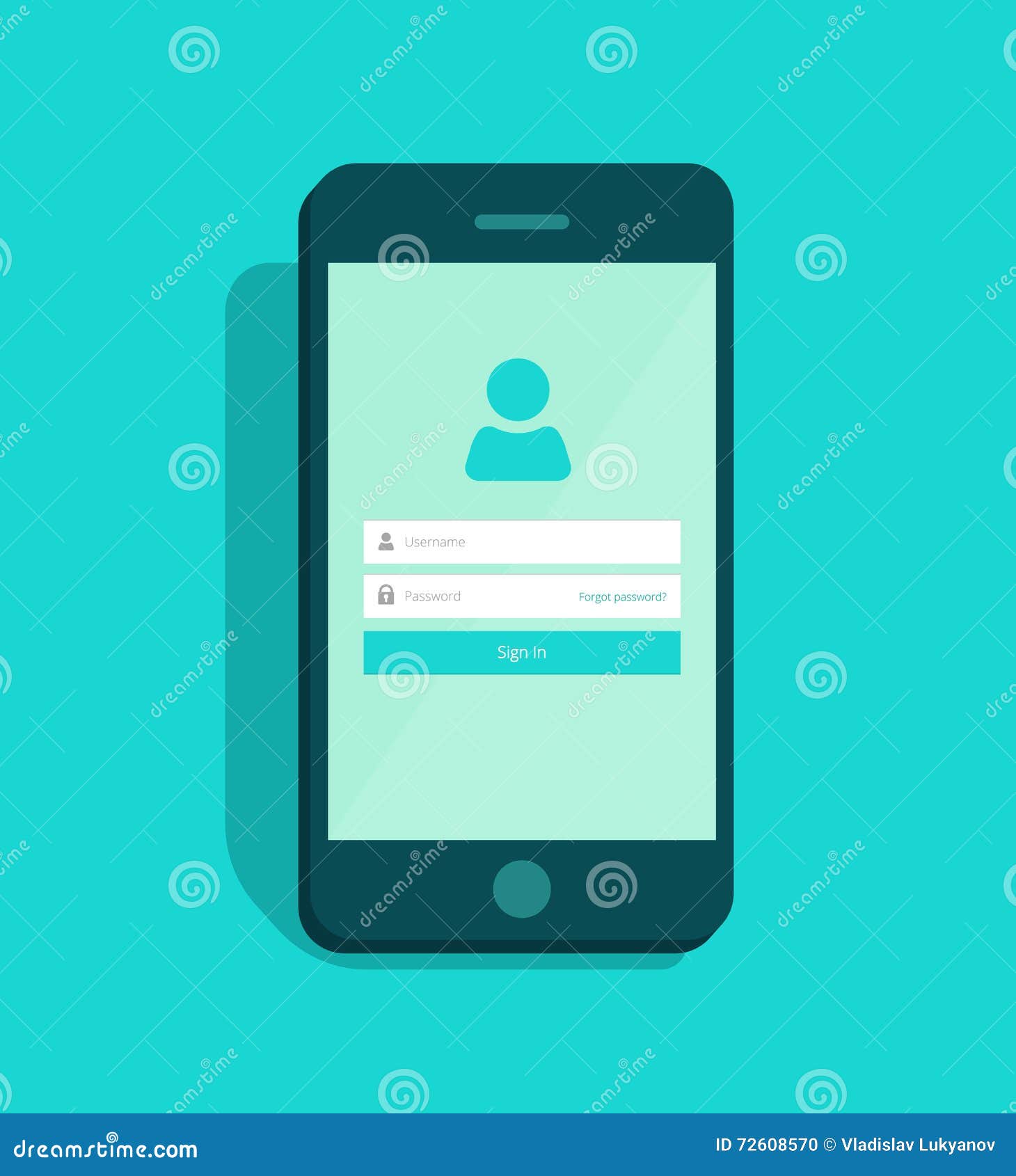 Mobile Phone Account Login Screen User Interface Vector Stock Vector ...