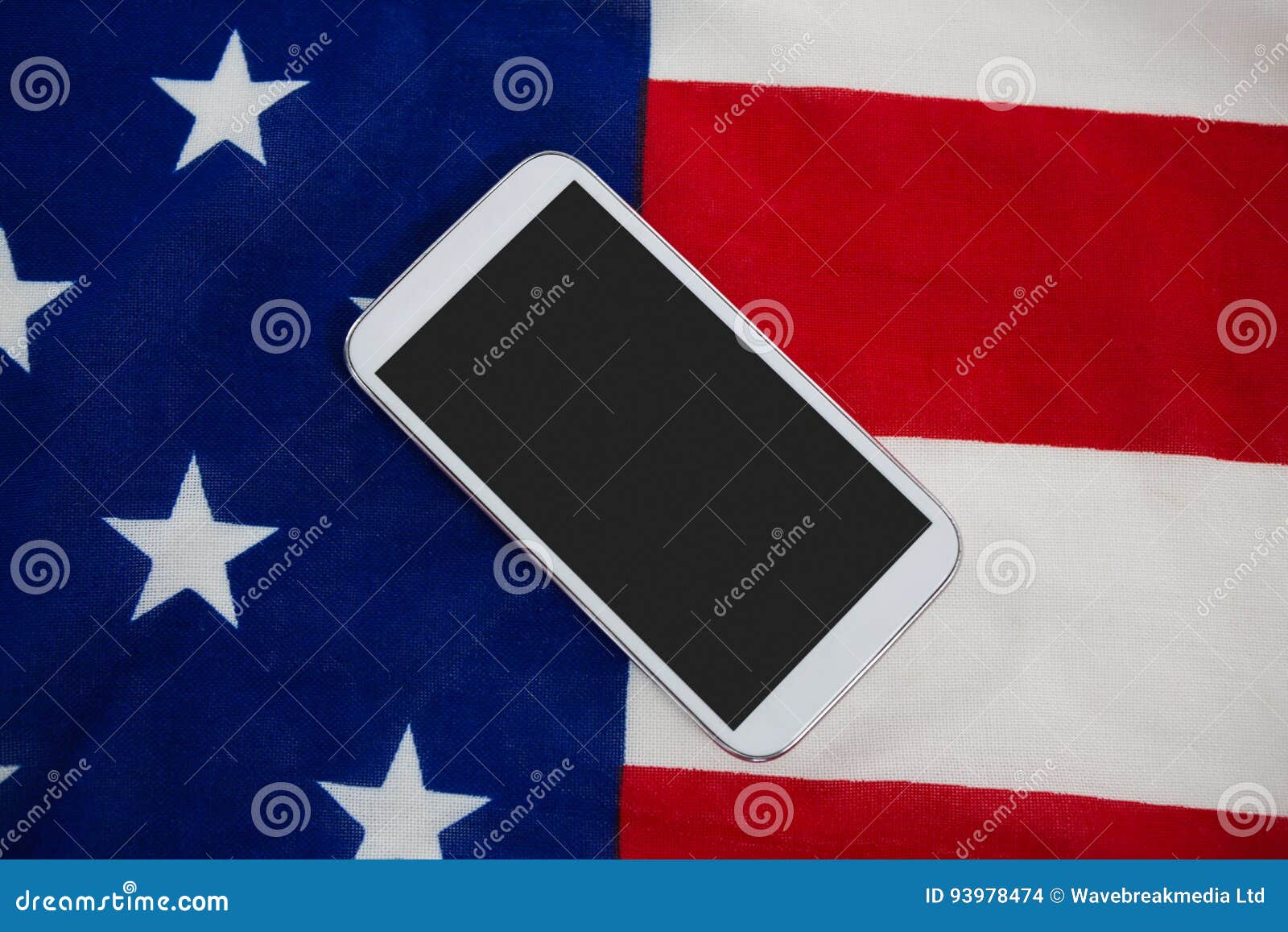 Mobile Phone on an American Flag Stock Photo - Image of star, pride ...
