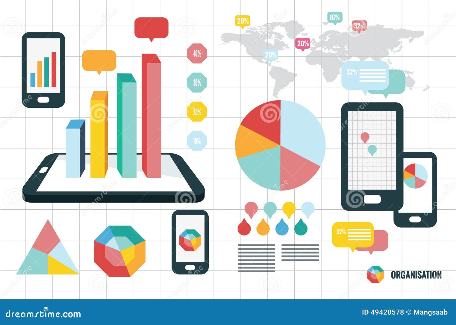 Mobile Phone Analysis. Flat Info Graphic Stock Vector - Illustration of ...