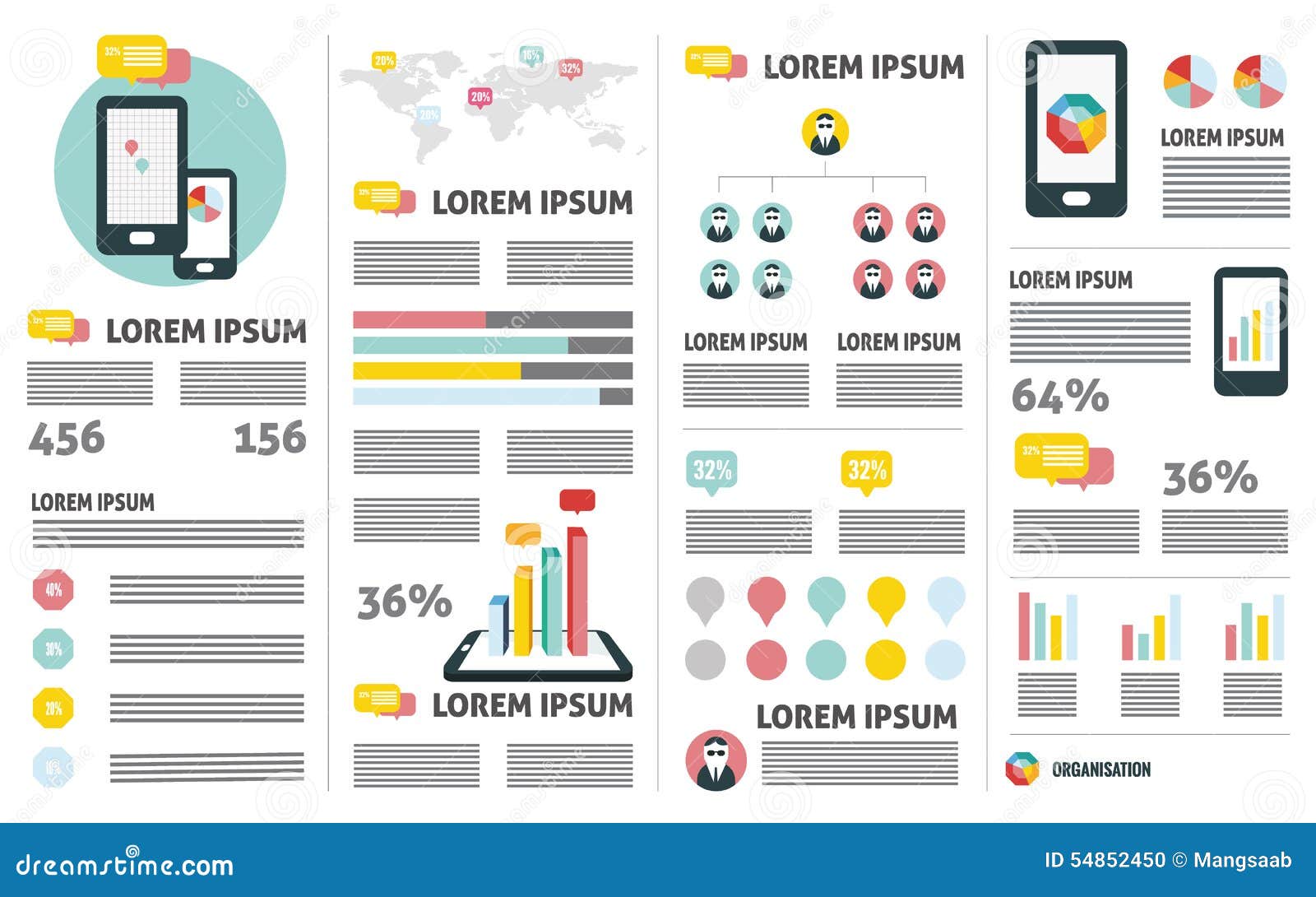 Mobile Phone Analysis. Flat Info Graphic Stock Vector - Illustration of ...