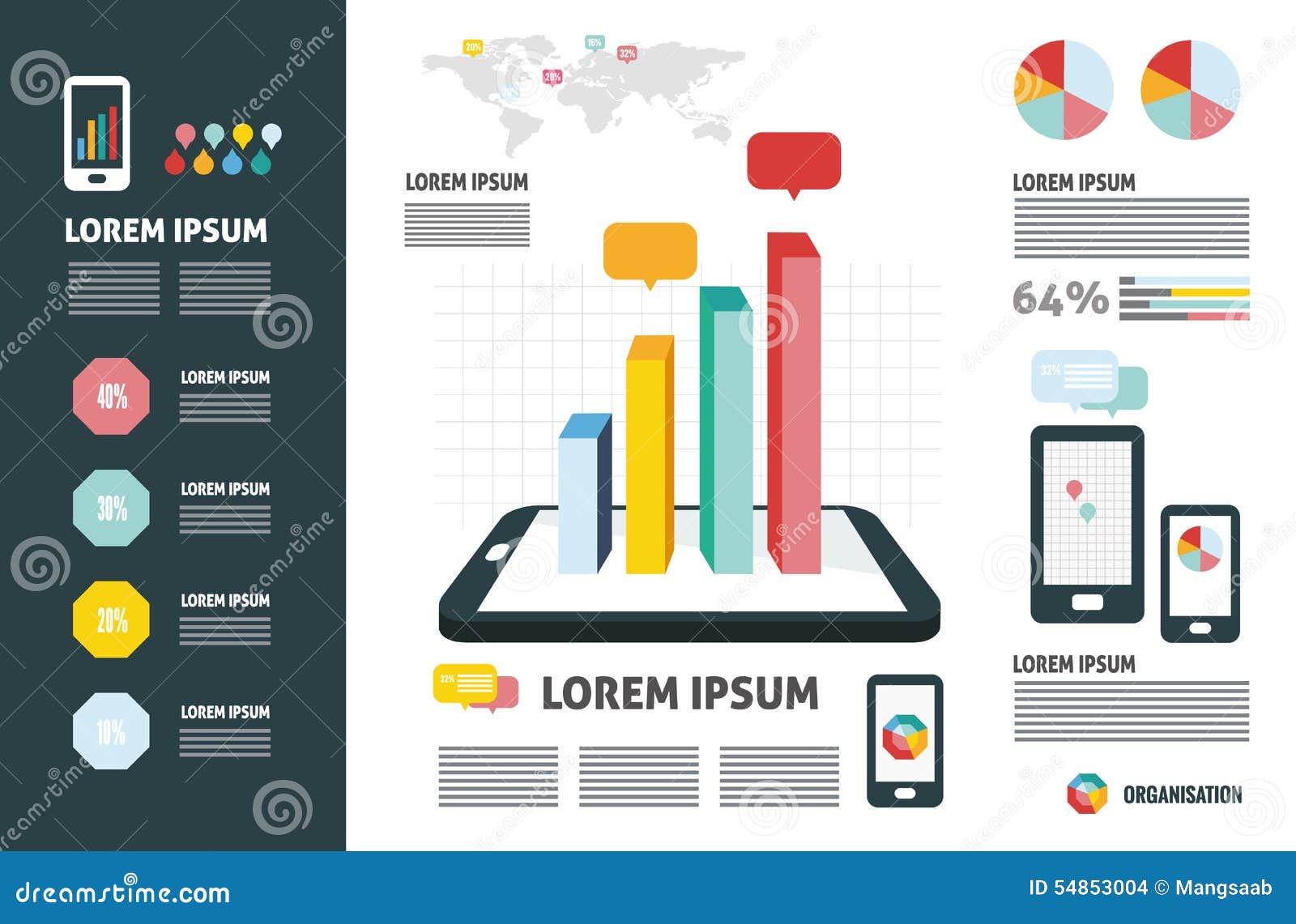 Mobile Phone Analysis. Flat Info Graphic Stock Vector - Illustration of ...