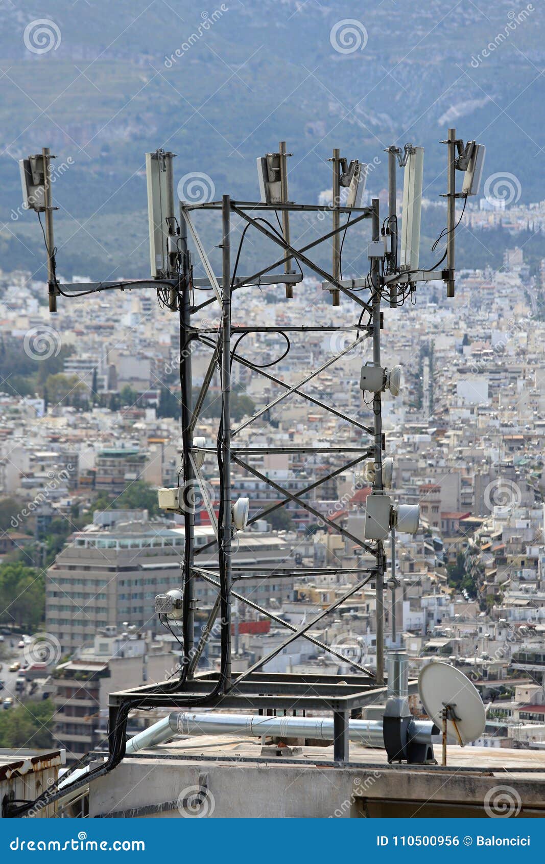 Base Station Antenna stock photo. Image of mast, city - 110500956