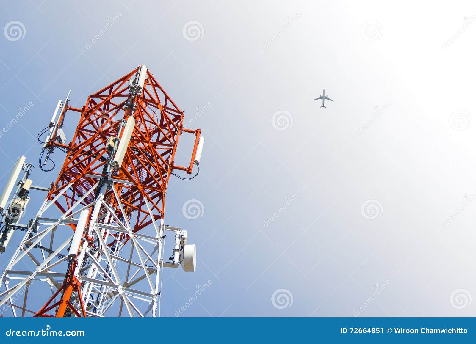 Mobile Phone Antenna Tower and Airplane Stock Image - Image of contact ...
