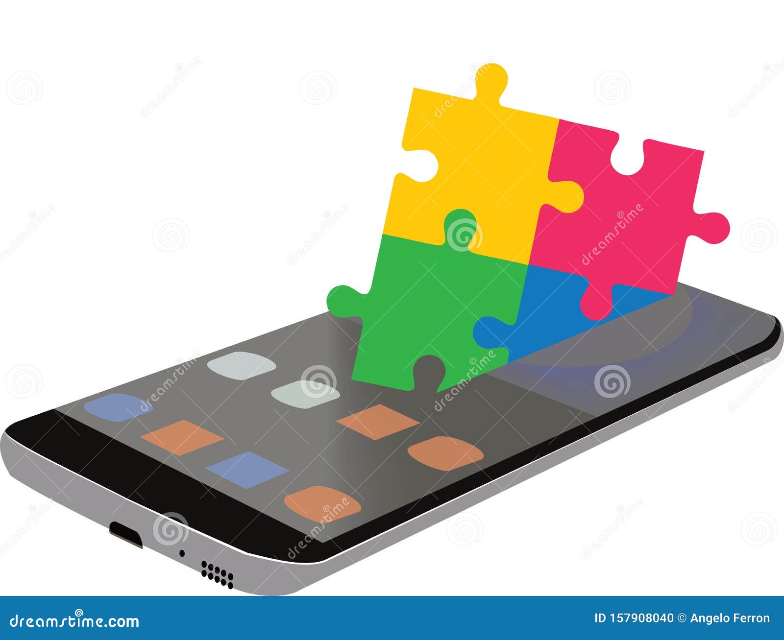 Mobile Phone App. Puzzle Game Application Stock Vector - Illustration ...