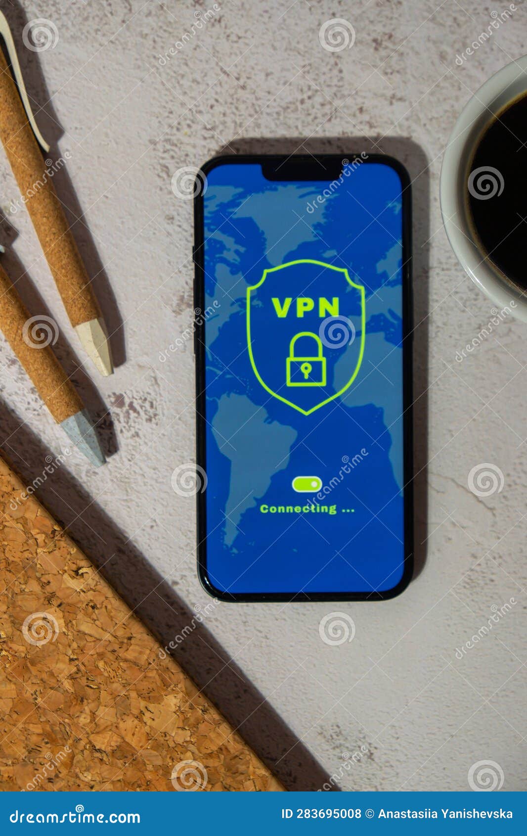 Mobile Phone App Screen of VPN Creation Internet Protocols for ...