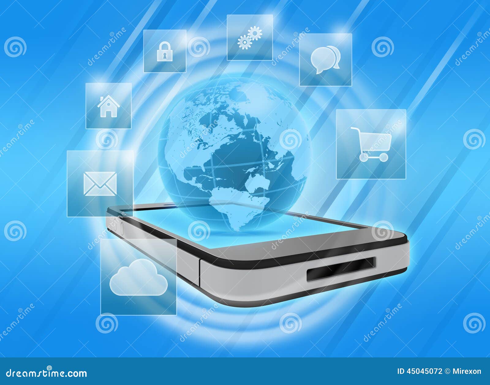 Mobile Phone with Application Icons Stock Illustration - Illustration ...