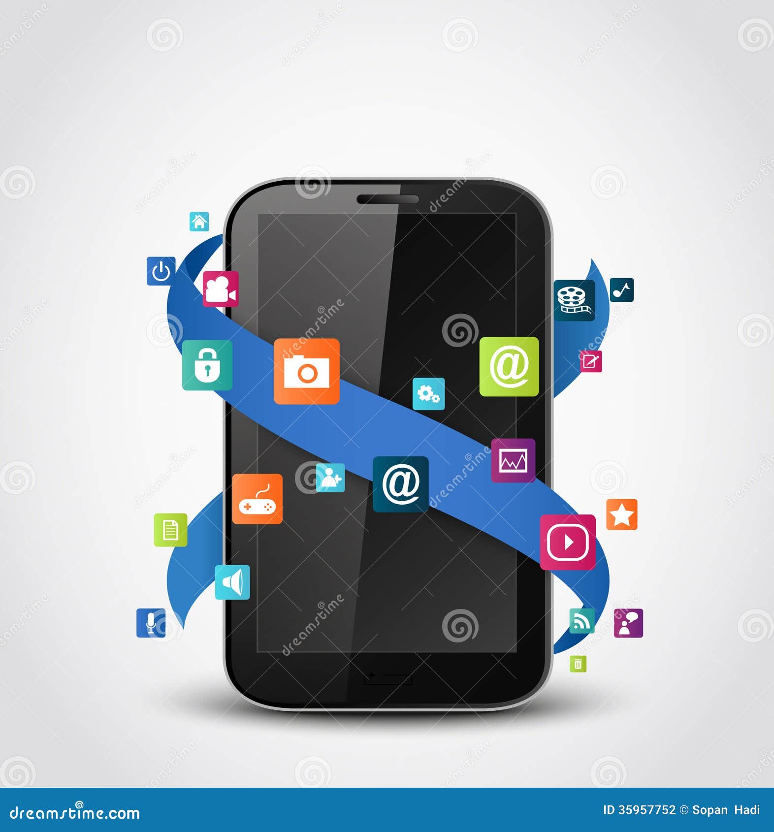 Mobile Phone Applications Icons Stock Vector - Illustration of cloud ...