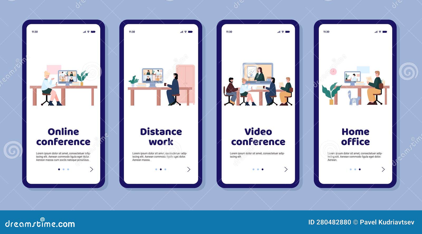 Meeting And Participate Icon Set Cartoon Vector | CartoonDealer.com ...