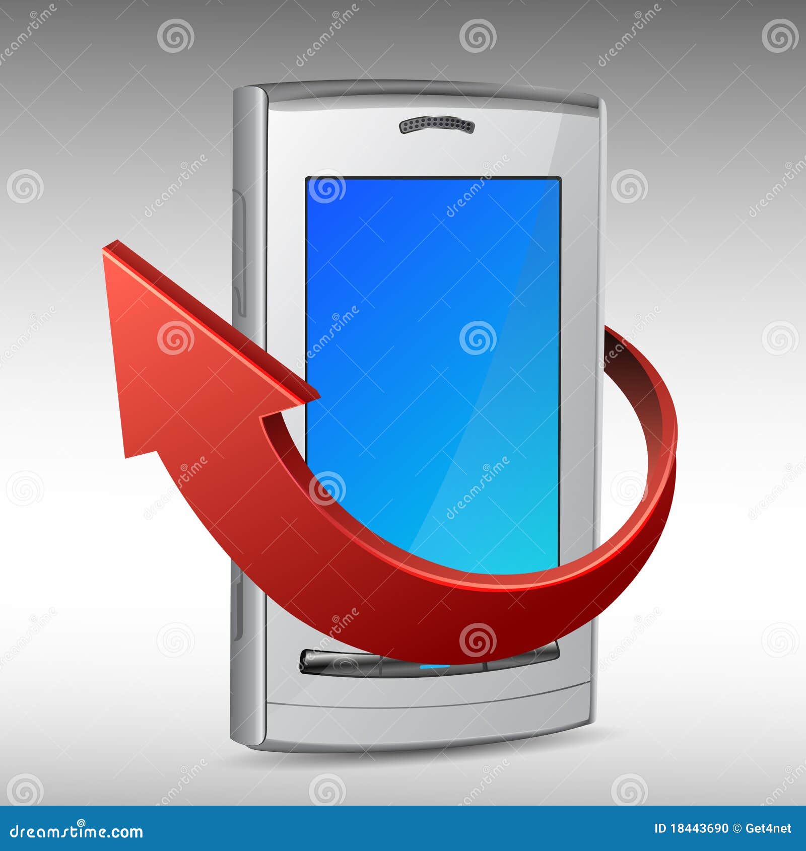 Mobile phone with arrow stock illustration. Illustration of design ...