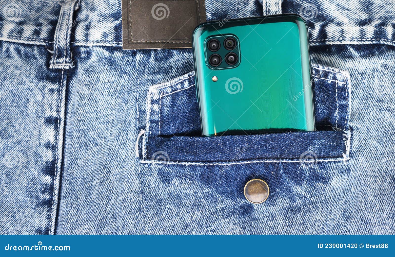 Mobile Phone in Back Pocket of a Woman S Jeans Stock Photo - Image of ...