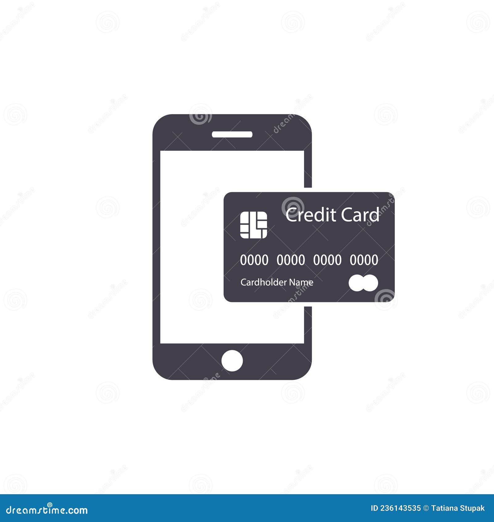 Mobile Phone with Bank Card Icon. NFC Payment Vector Icon Vector ...