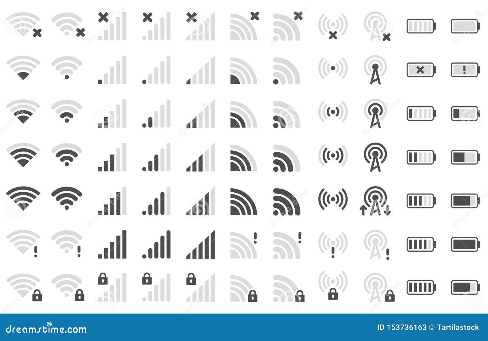 Signal Strength Indicator Set, Mobile Phone Bar Status Black Icon. No ... Signal Strength Indicator Set, Mobile Phone Bar Status Black Icon. No ...