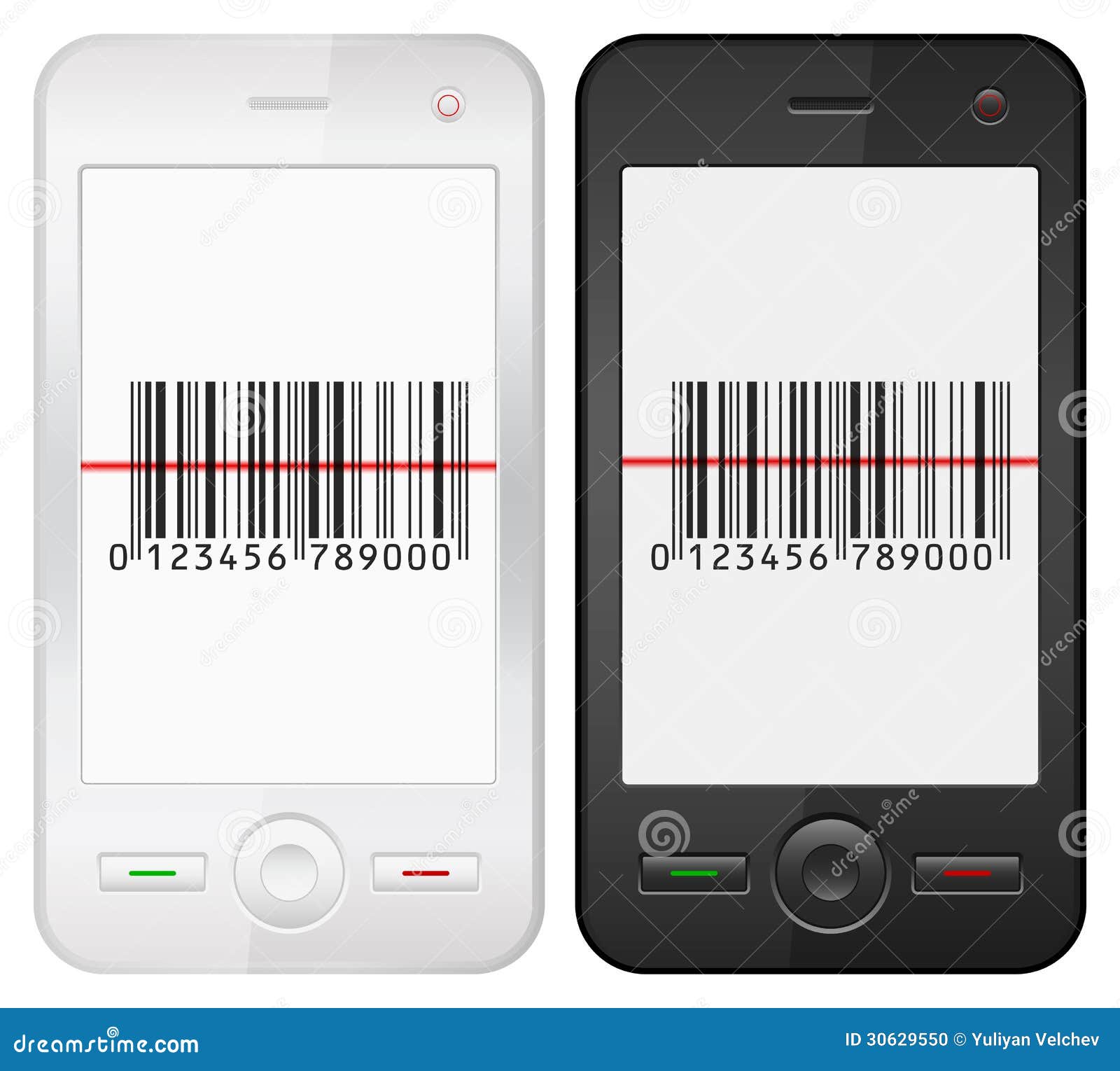 Mobile phone and bar code stock vector. Illustration of graphic - 30629550