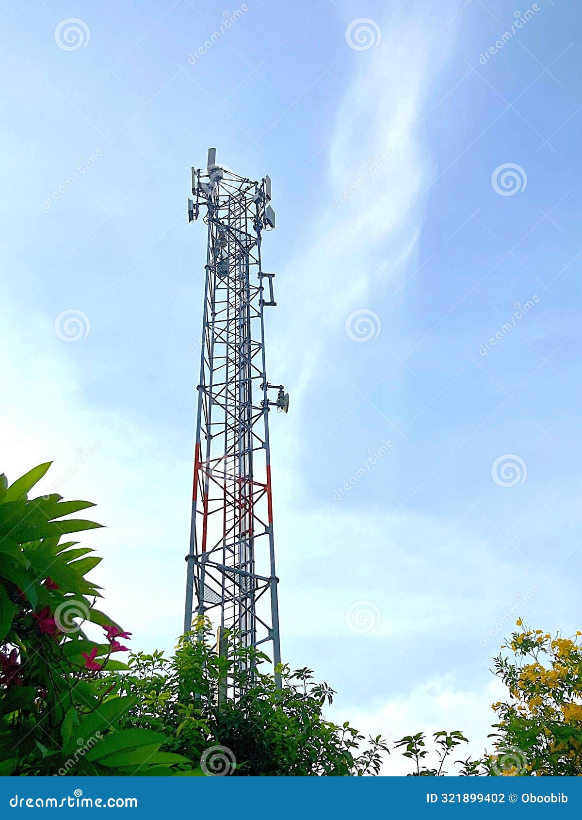 Mobile Phone Base Station of Wireless Communications with Tree, Cloud ...