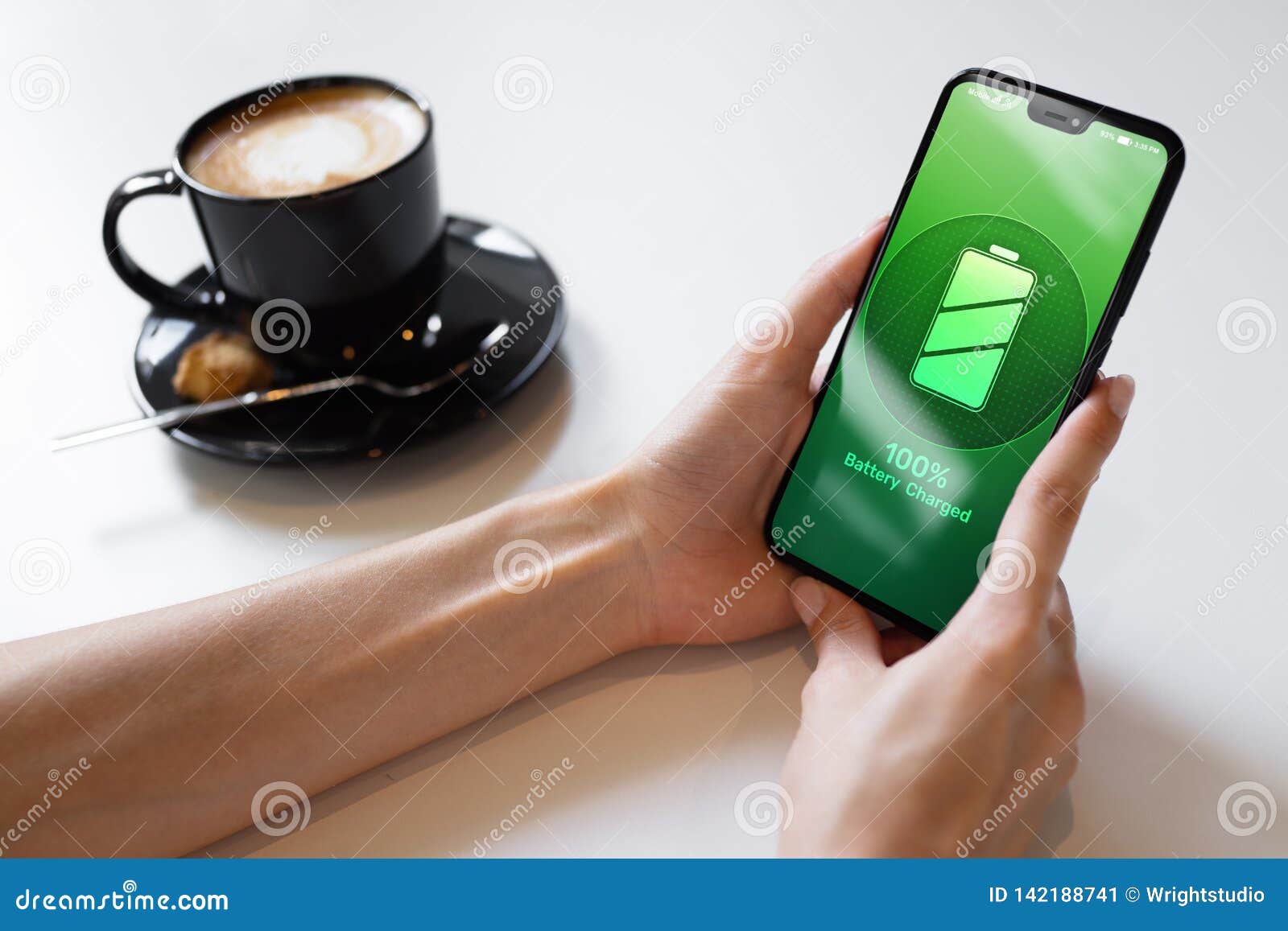 Mobile Phone Battery Full Charged Indicator Icon on Screen. Stock Image ...