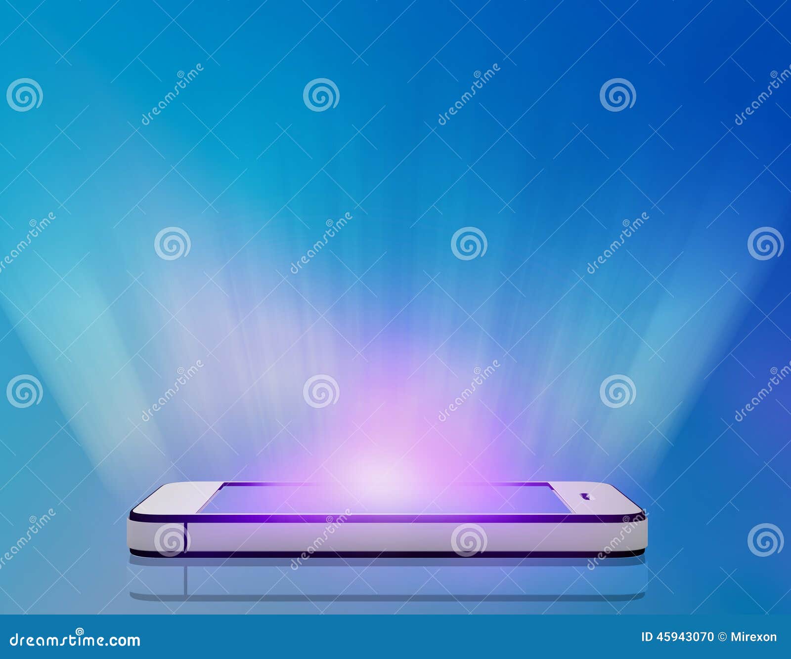 Mobile Phone Beams and Projecting from the Screen. Stock Illustration ...