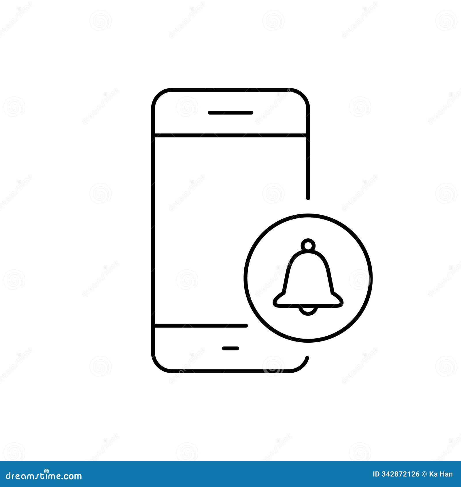 Mobile Phone with Bell Icon in Line Style. Cellphone Notification Sign ...