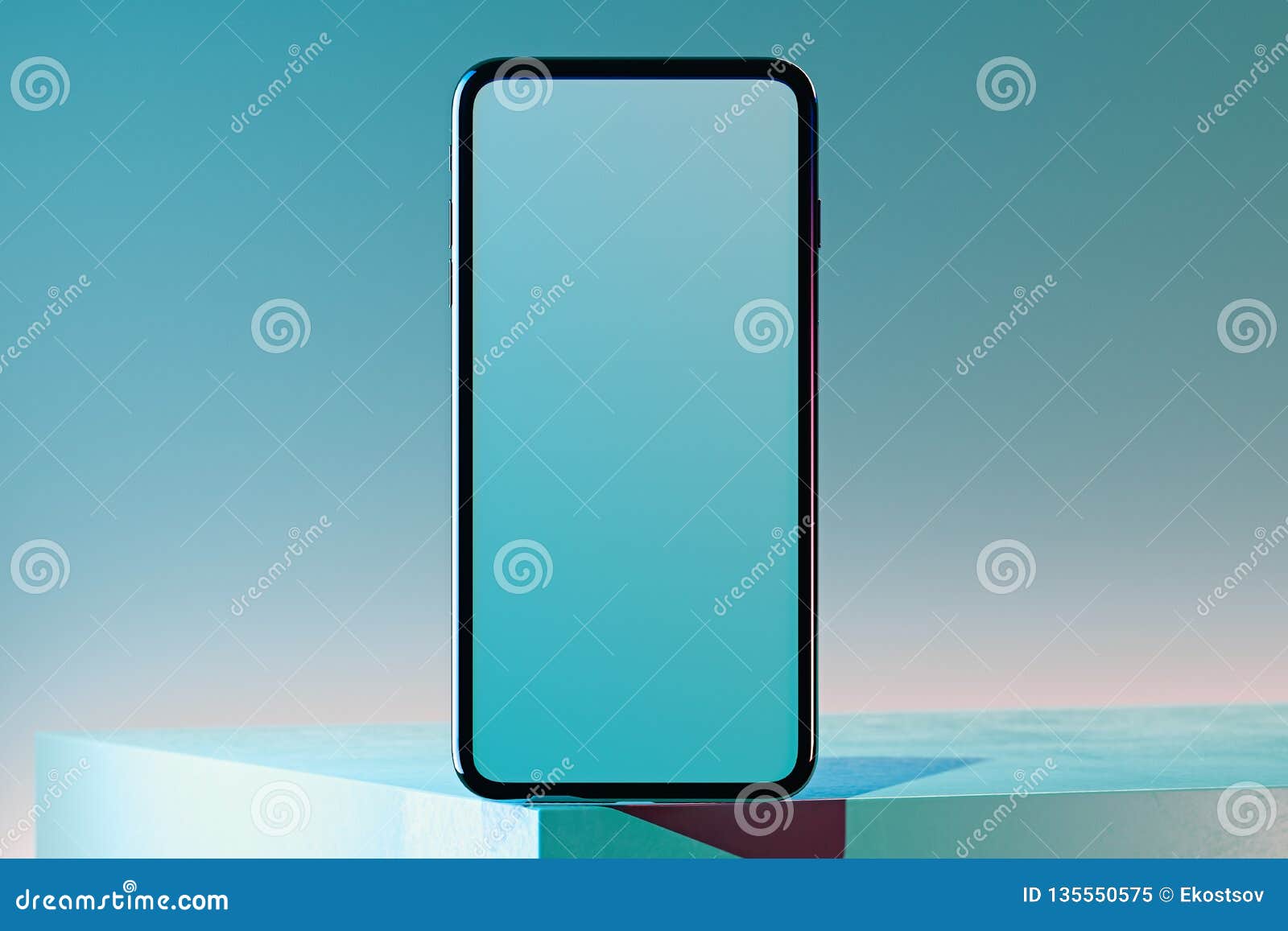 Mobile Phone with Blank Screen on Multicoloured Background. 3d ...