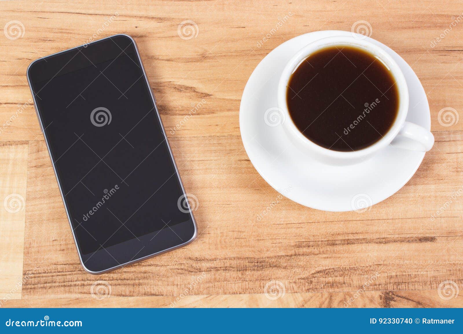 Mobile Phone with Blank Screen and Cup of Coffee Stock Photo - Image of ...