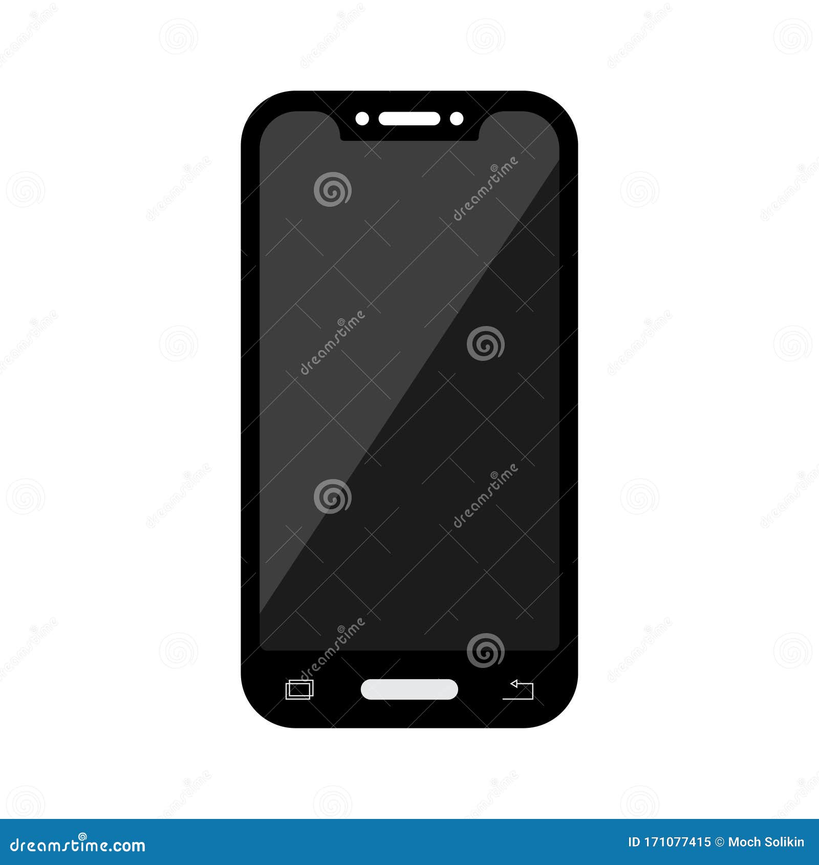 Mobile Phone with a Blank Screen and Flat Style with Isolated on a ...