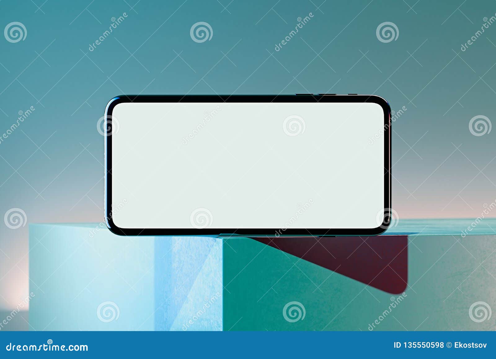 Mobile Phone with Blank Screen on Multicoloured Background. 3d ...